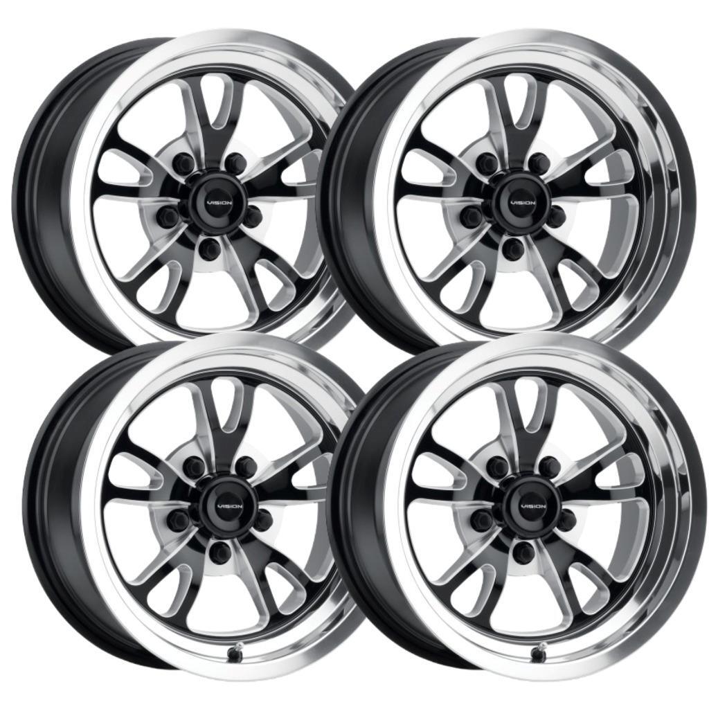 (Set-4) Vision 149 Patriot 15x8 5x4.75 27mm black Wheels Rims 15 Inch ...