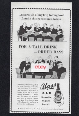 BASS ALE BREWED IN ENGLAND SINCE 1777 FOR A TALL DRINK ORDER BASS 1939 ...