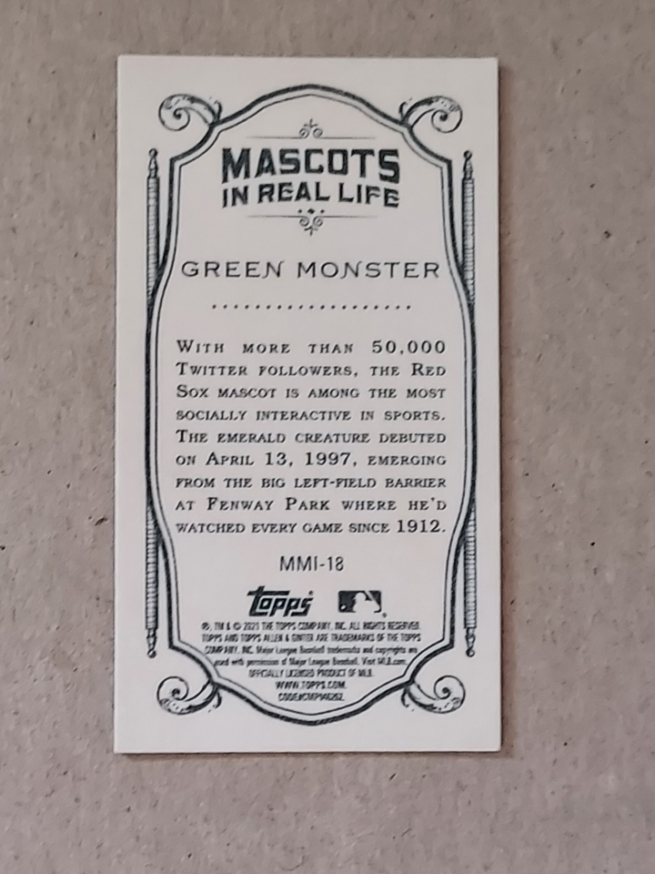 2021 Allen & Ginter Mascots in Real Life Green Monster MMI-18 | eBay