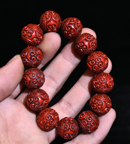 0.5" Old Coral Stone Beast Animal Pattern Bead Elasticity String Bunch ...