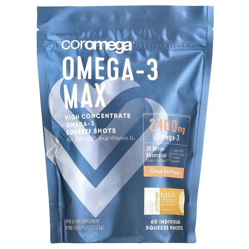 Omega-3 Max, High Concentrate Squeeze Shots, Citrus Burst, 60 ...