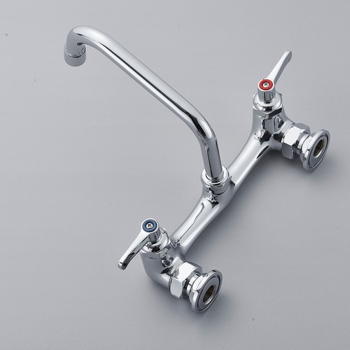 Commercial Kitchen Faucet 8" Center Wall Sink Faucet 2-Handle Mixer ...