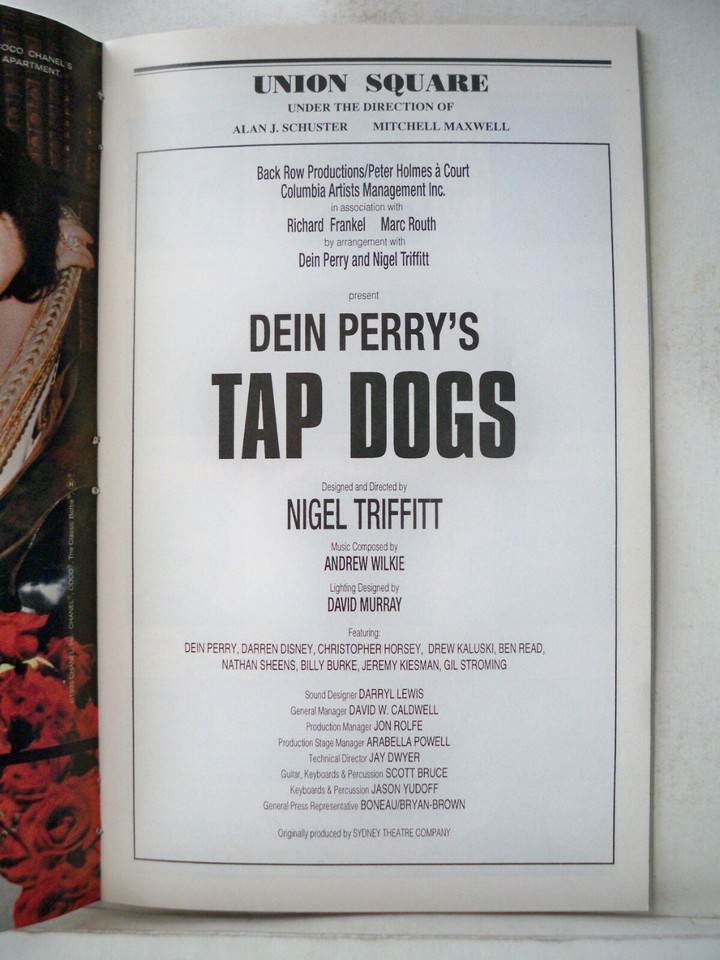 TAP DOGS Playbill DEIN PERRY / NIGEL TRIFFITT / DARREN DISNEY Open ...