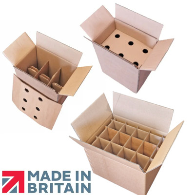 DOUBLE WALL Wine Bottle Shipping Boxes, 6 & 12 Storage Boxes with ...