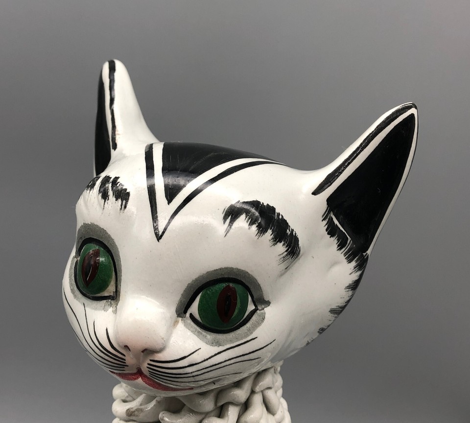 MCM Mid Century Modern Italian Pottery Spaghetti White Kitten Cat Tall ...