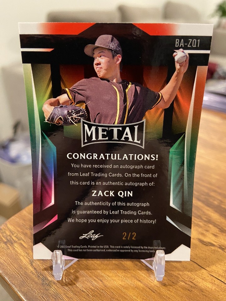 2023 Leaf Metal Baseball #BA-ZQ1 Zack Qin Prospect RC Auto #/2 SSP 🔥📈 ...