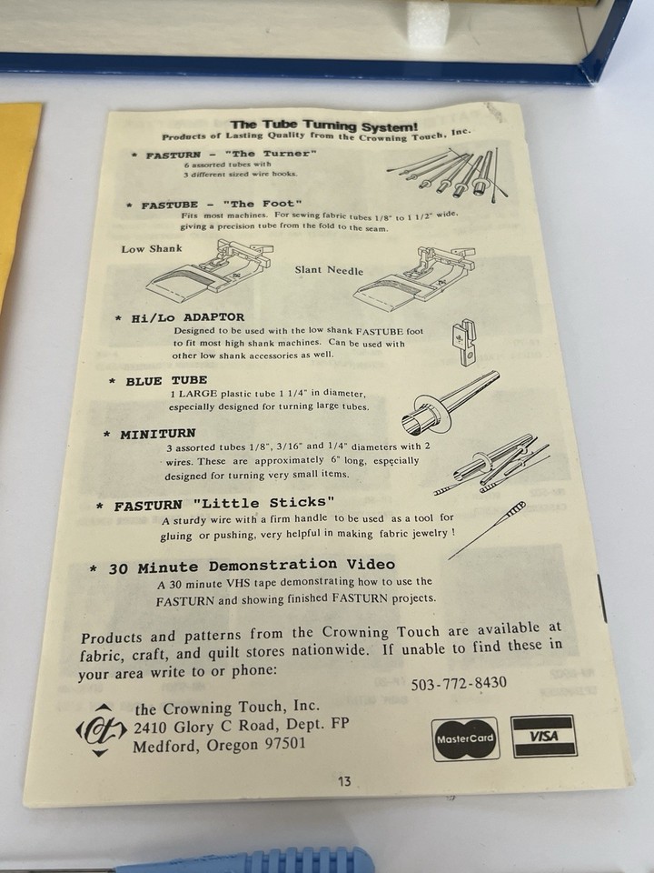 Vintage Fasturn Fabric Tube Turning System Set of 6 Instructions ...