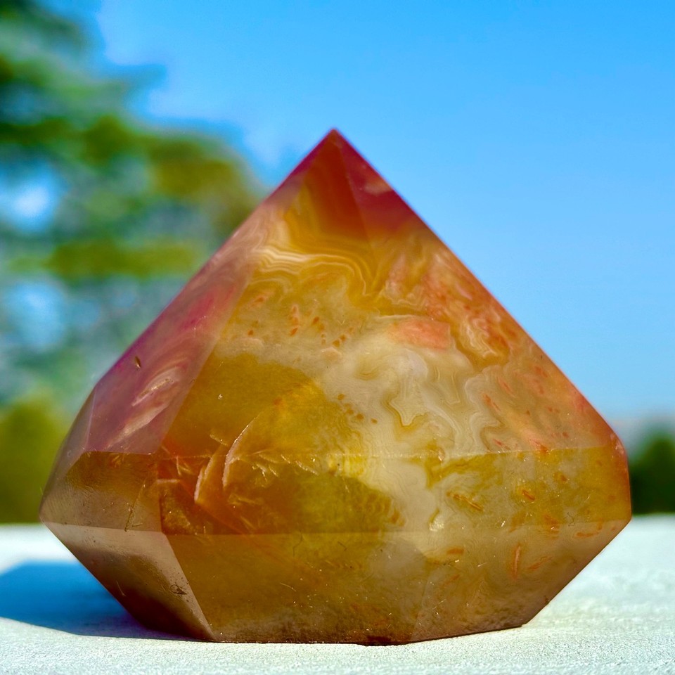 205G Natural Red Orange Sardonyx Agate Diamond Crystal Gem Mineral ...