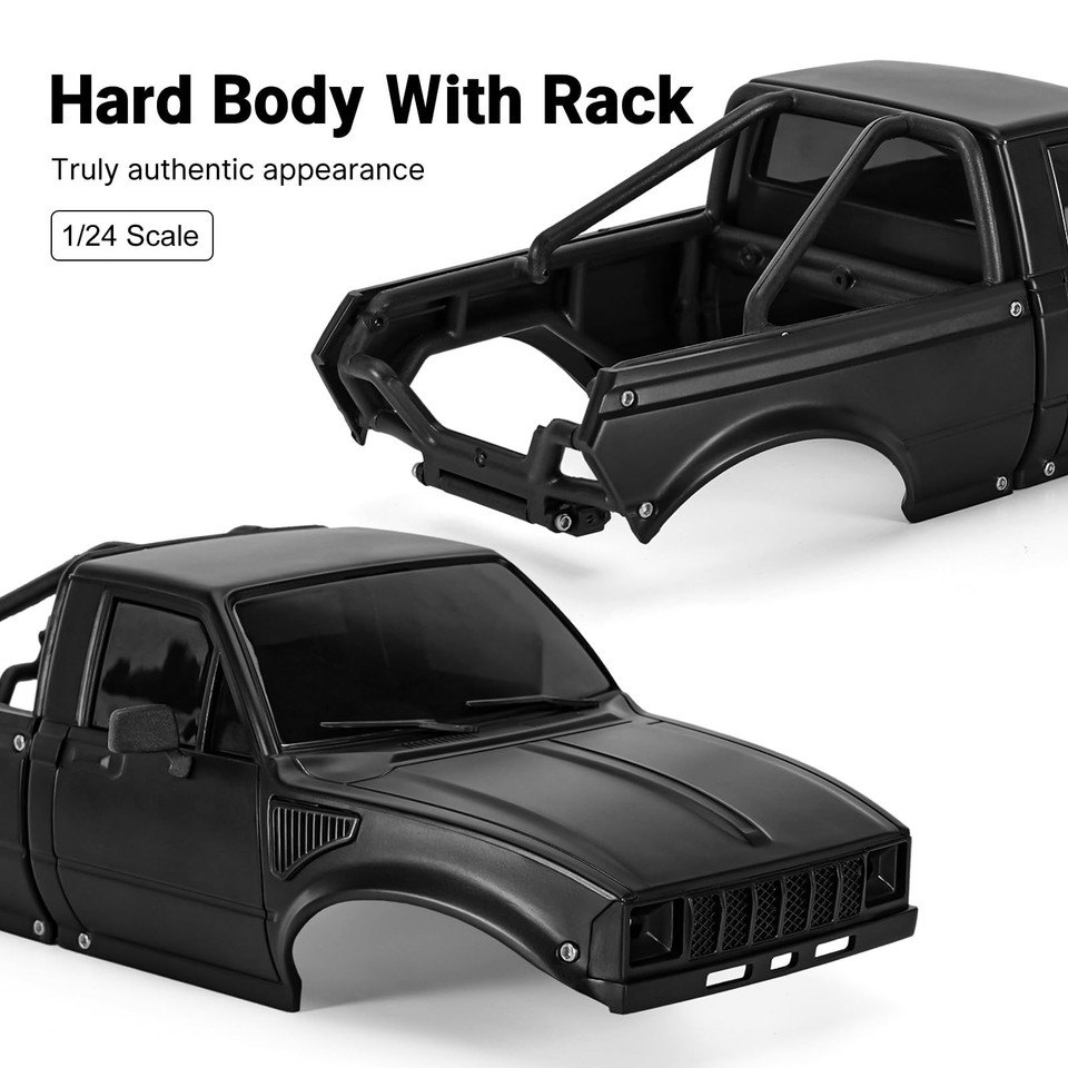 IR60-24 Pickup Hard Body Shell with Bed Rack for 1/24 RC Crawler Axial ...