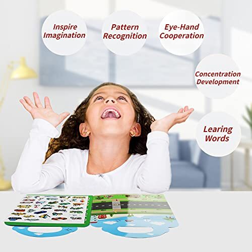 Vehicle Reusable Sticker Book Kids Learning Playing, Puffy Toddler ...