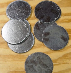 5-pc round galvanized sheet metal disks - 4" diameter - crafts ...