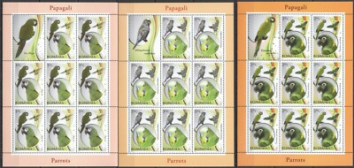 I1018 2011 ROMANIA PARROTS BIRDS #6499,01,03 MICHEL 57,6 EURO ! 3 FULL ...
