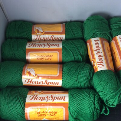 HONEY SPUN BRAND YARN 3.5OZ Green ORLON & DACRON 4 PLY Lot Of 6 Color ...