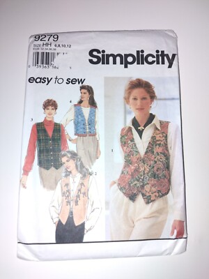 1994 Vintage SIMPLICITY 9279 Misses' Lined Vests Trim Variations. Size ...
