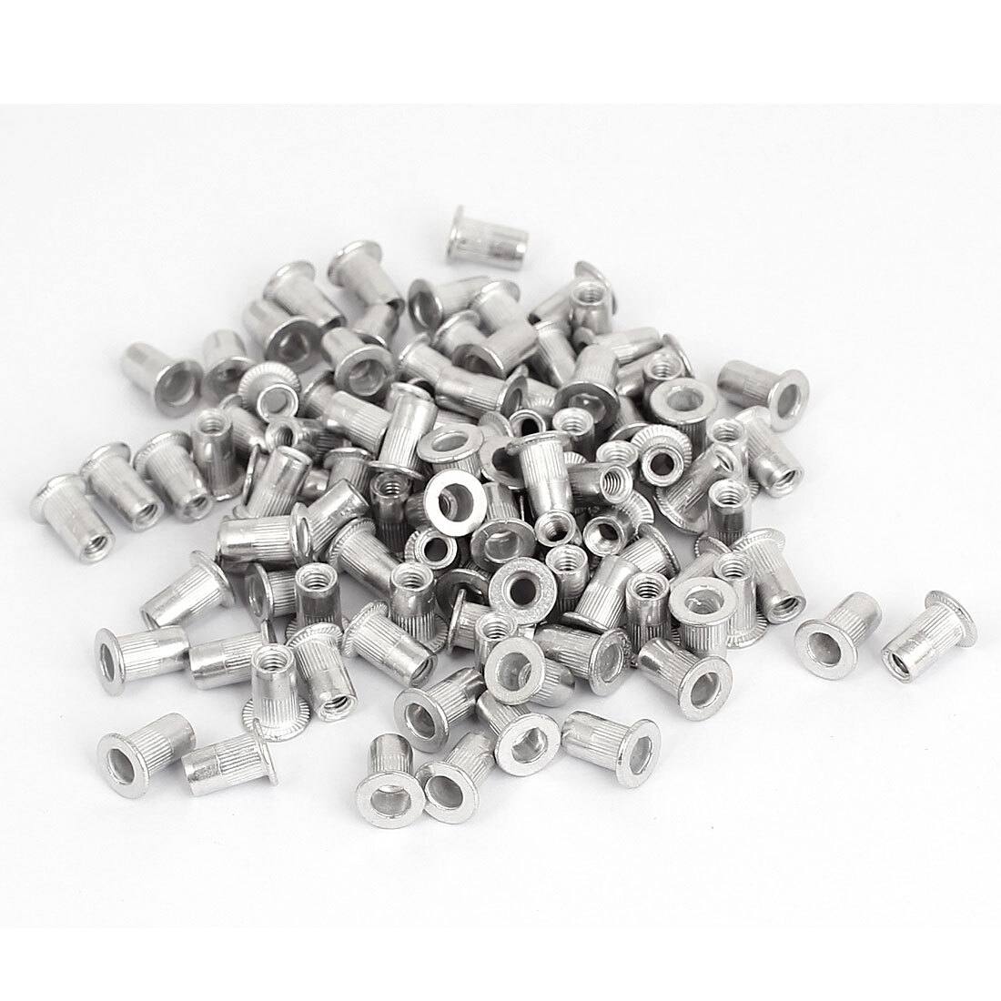 100 Pcs M4x11mm Aluminum Threaded Flat Head Rivet Nuts Insert Nutserts ...
