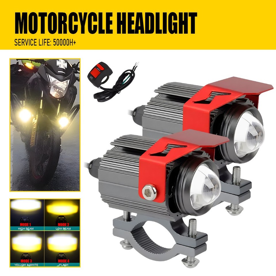 2Pcs/ Set Motorcycle LED Headlight Motorbike Driving Fog Spot Lights ...