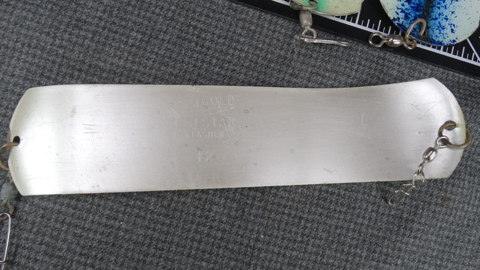 B28 Lot of 4 Gold Star Trolling Dodger Flashers Glow in the dark 8" & 9 ...