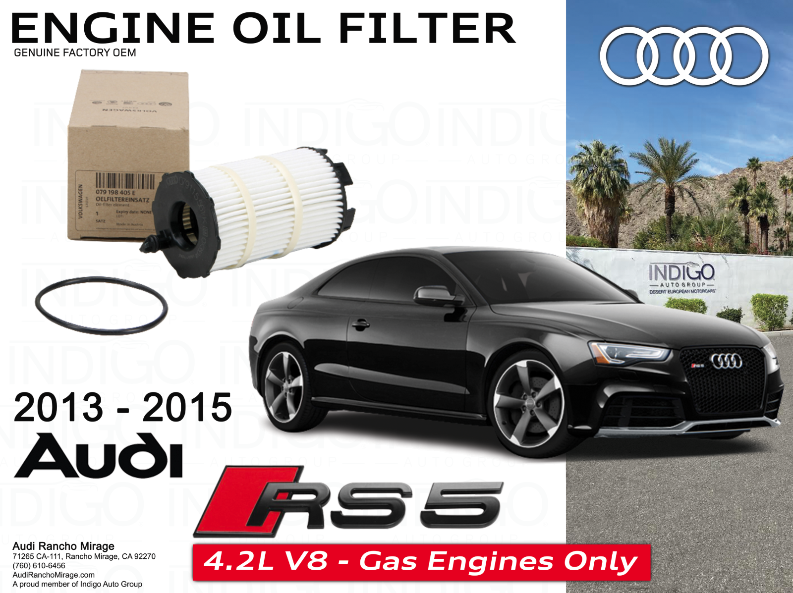 2013-2015 Audi RS5 (4.2) OEM Audi ENGINE OIL FITLER RS5-079-198-405-E ...