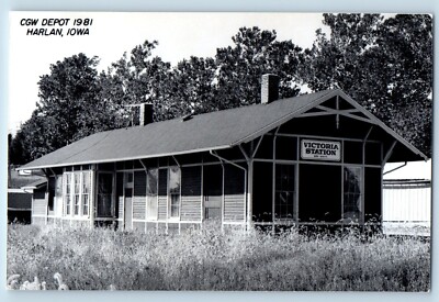 c1981 CGW Depot Harlan Iowa IA Railroad Train Depot Station RPPC Photo ...