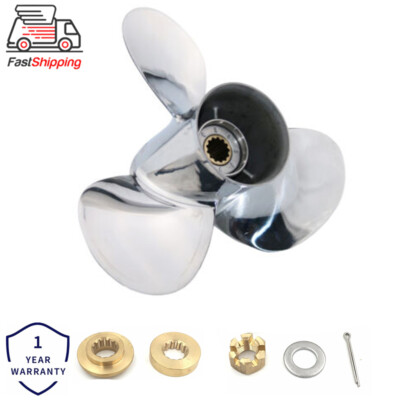 11 1/8x13 Outboard Propeller Fit Yamaha T25 F40 F50 F60 Stainless Steel ...