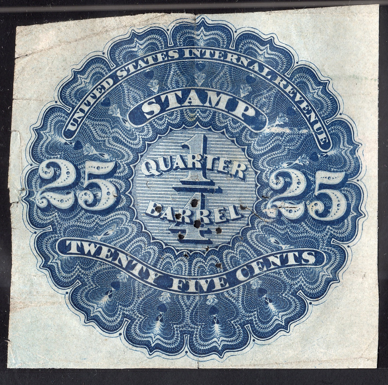 Beer Stamp 1866 REA3 25 cent Blue 1/4 barrel | eBay