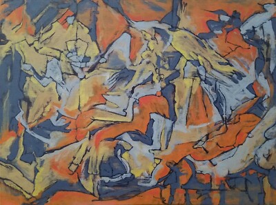 Beautifully Mellow 12x16 canvas acrylic "Angels Among Us" gray yellow ...