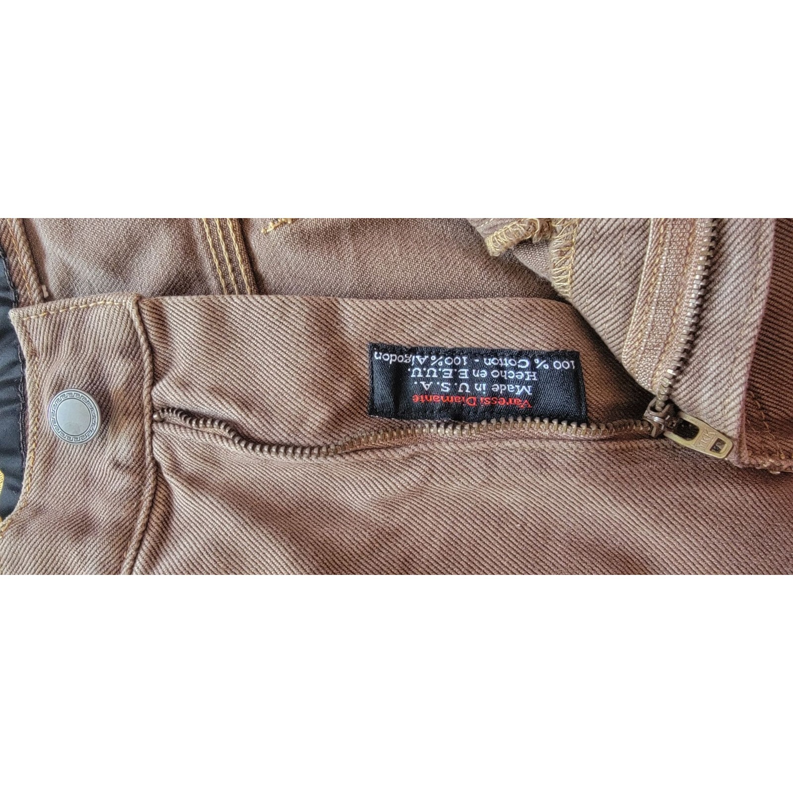 Varessi Diamante Mens Brown Jeans 40X32 Made In USA 100% Cotton Durable ...