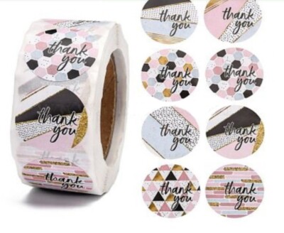 Danke Sticker Thank you Aufkleber pastell Kuvert Kunden rosa gold blau ...