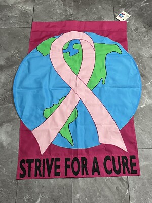 Breast Cancer Awareness Outdoor Globe Ribbon Flag STRIVE FOR A CURE 32 ...