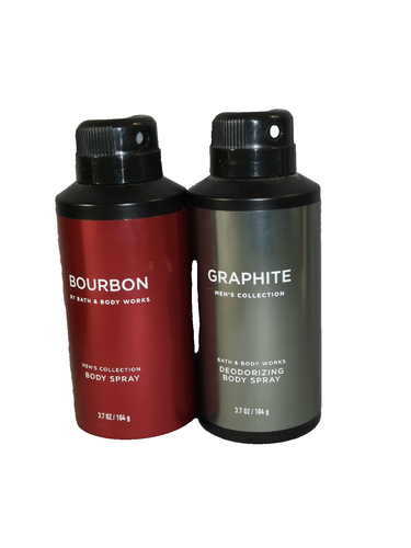 (2) Bath & Body Works GRAPHITE & BOURBON Mens Deodorizing Body Spray ...