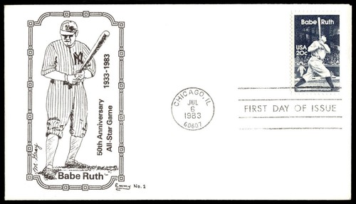 1983 Babe Ruth FDC 50th Anniversary All-Star Game Emmy Cachet | eBay