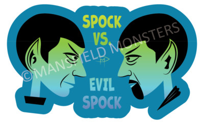 Holographic Spock VS Evil Spock Sticker 3" Star Trek Original Doug ...