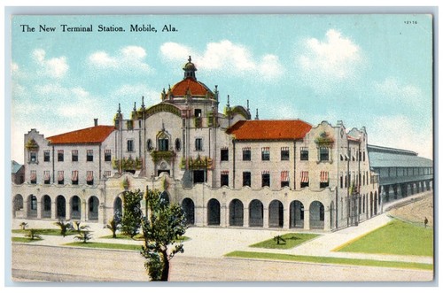 Mobile Alabama Postcard New Terminal Station Exterior View c1910 ...