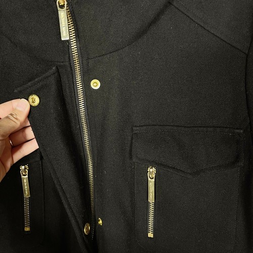 Michael Michael Kors Womens 14 Black Wool Blend Hooded Peacoat Jacket ...