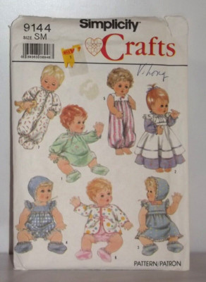 Wardrobe for Baby Dolls 1989 Simplicity Crafts Sewing Pattern 9144 Sm ...