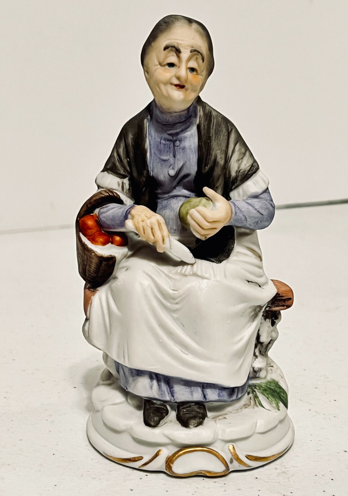 Porcelain Old Lady Sitting Figurine 7in tall excellent condition | eBay