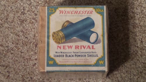 Vintage Winchester 10 Gauge New Rival Black Powder Shotgun Shell Box~No ...