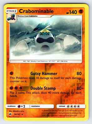 Crabominable Reverse Holo Pokemon TCG Card 74/147 | eBay