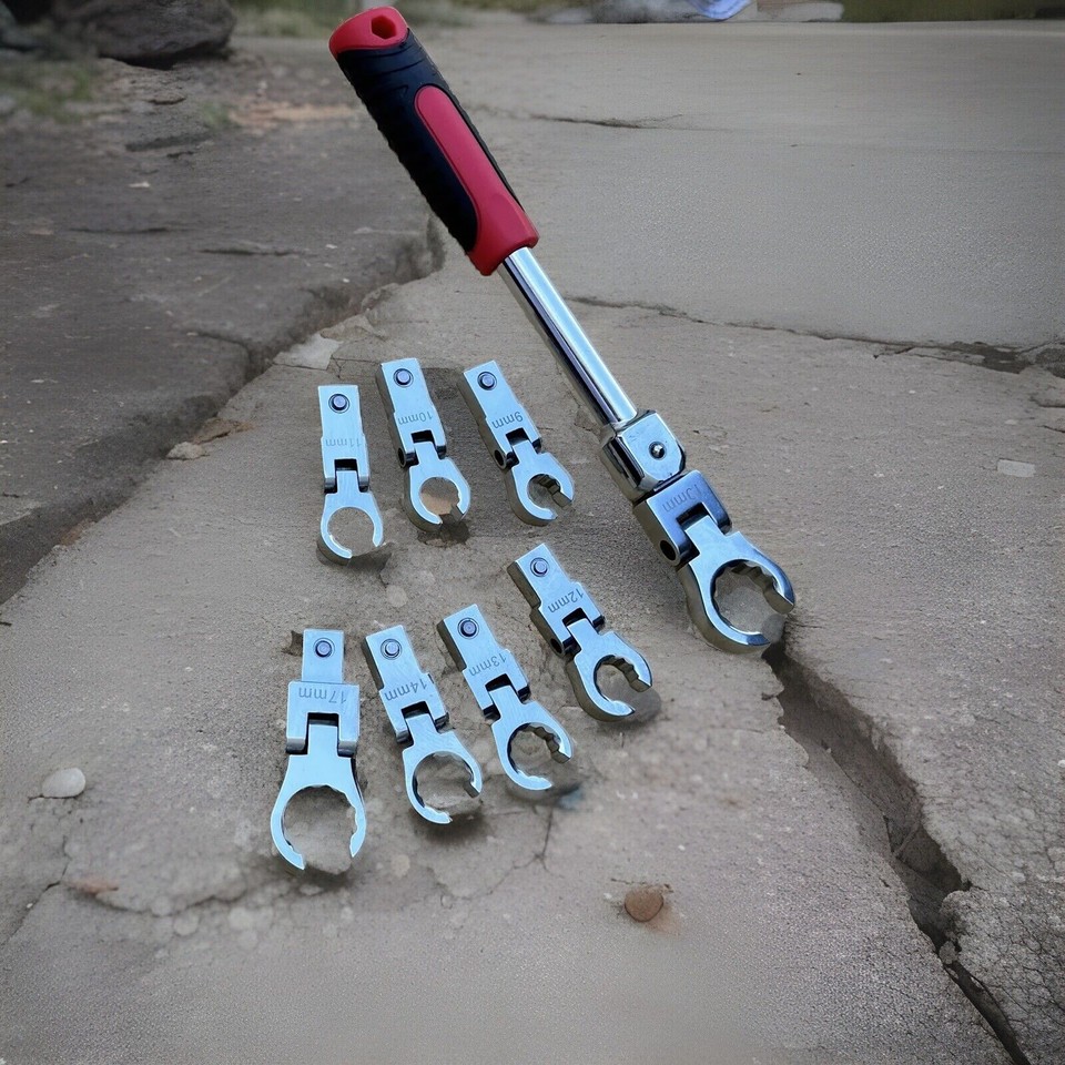 9pcs Flare Nut Flexible Open End Offset Box Wrench Metric Set Brake ...