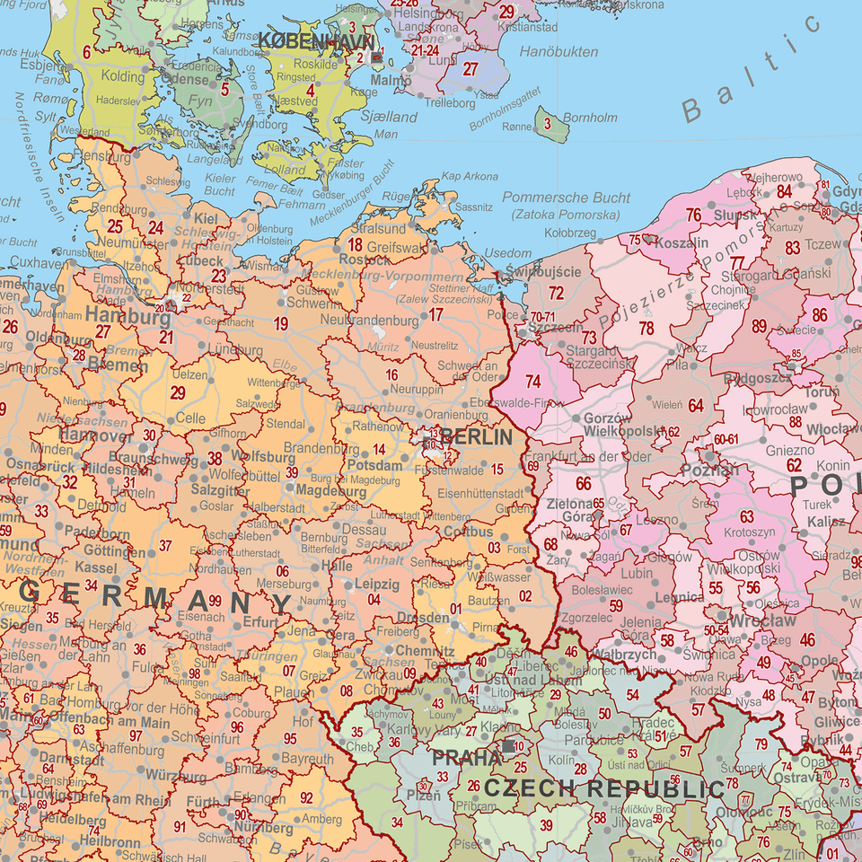 Europe Postcodes Map, Poster of European Postcodes | eBay UK