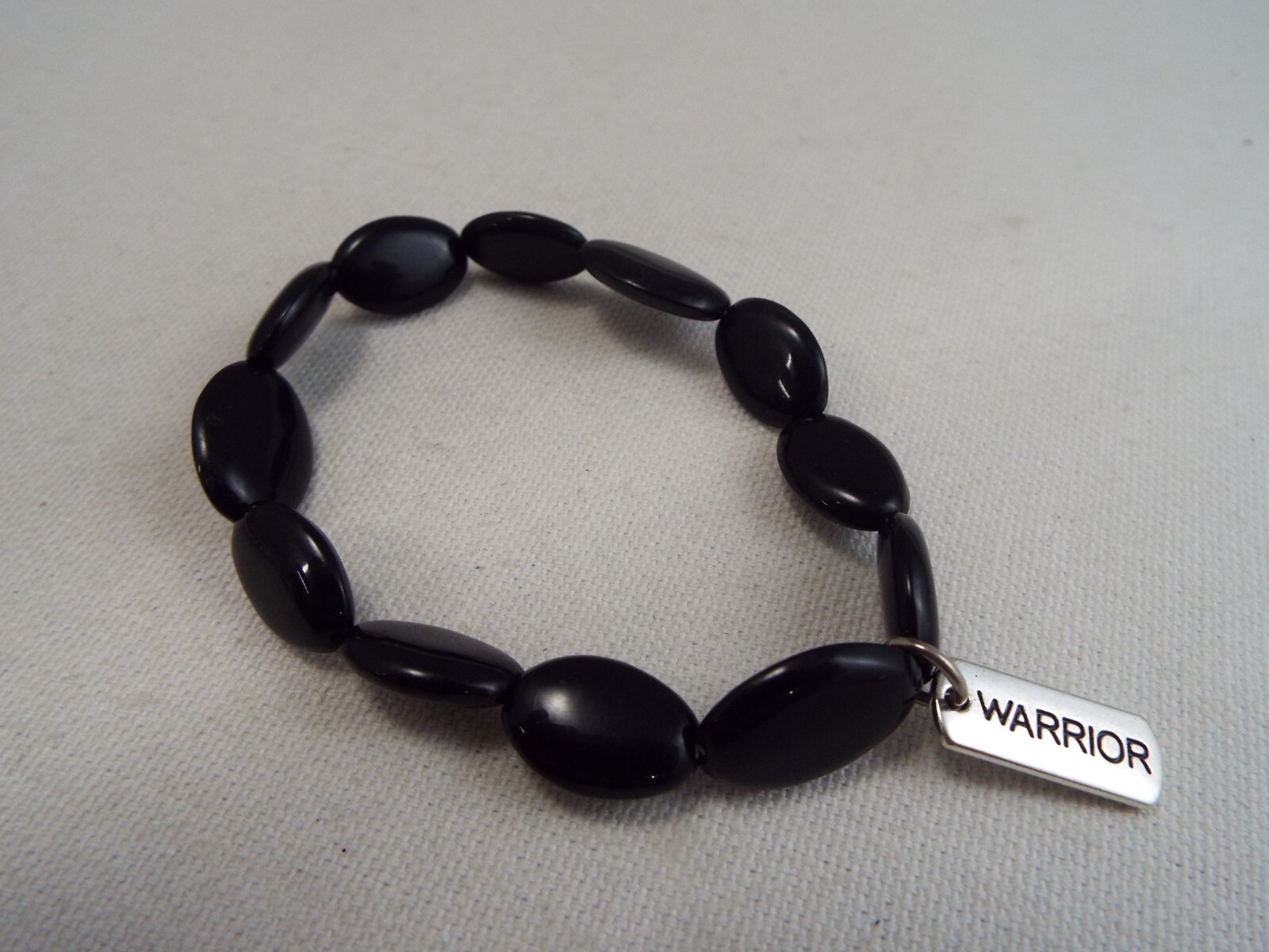 Black Bead WARRIOR Charm Stretch Bracelet (F6) | eBay