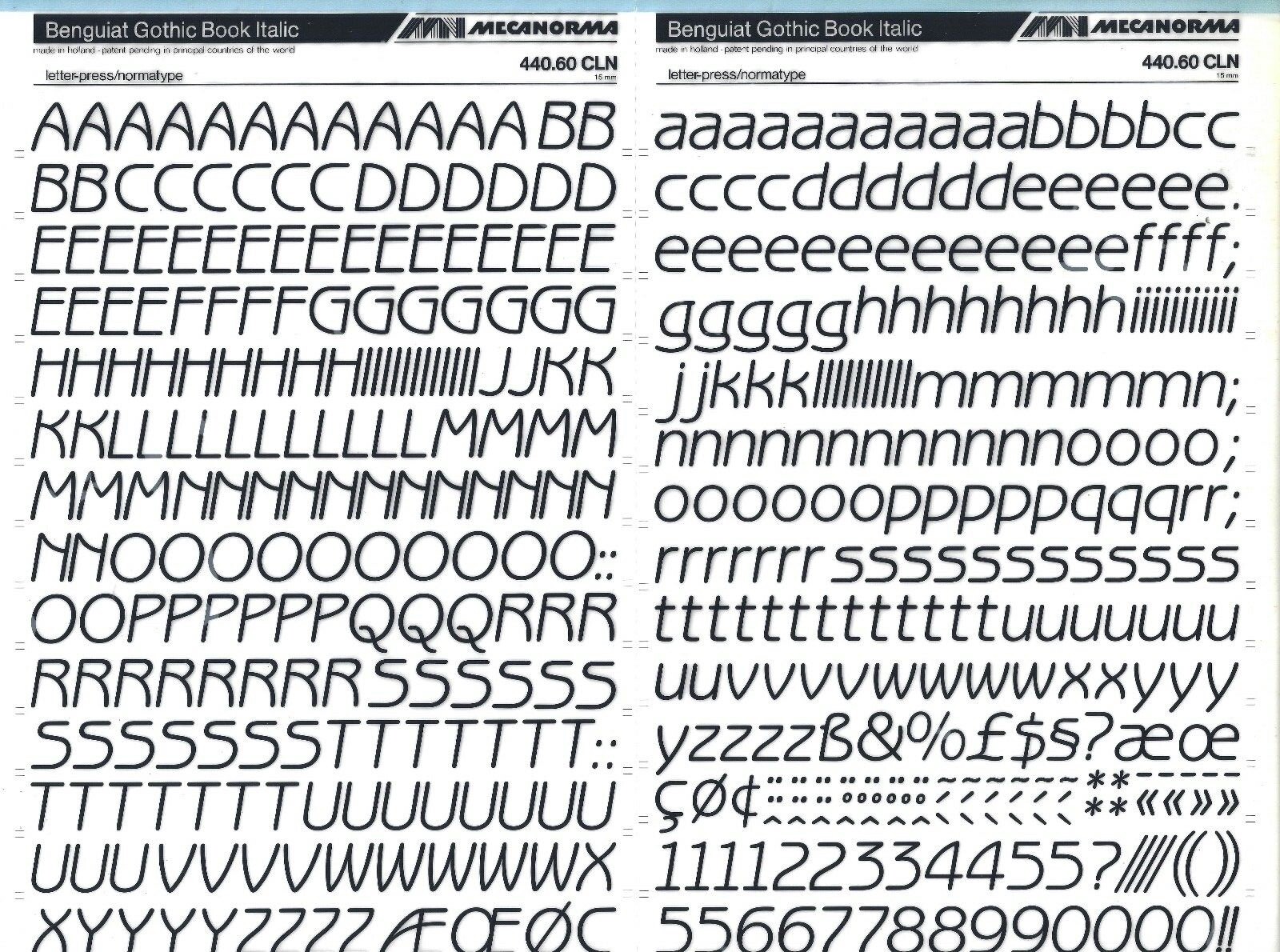 MECANORMA Dry Transfer Lettering Sheet, Letraset #586 BENQUIAT GOTHIC ...