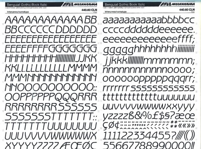 MECANORMA Dry Transfer Lettering Sheet, Letraset #586 BENQUIAT GOTHIC ...