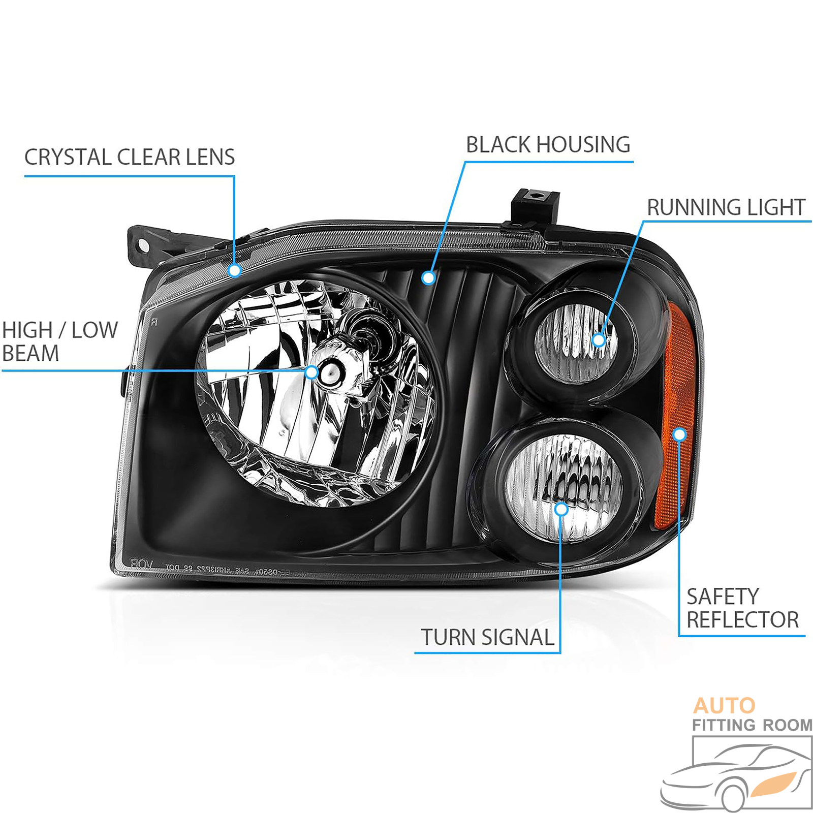 Headlights Pair For Nissan Frontier Base XE Right&Left 2001-2004 Black ...
