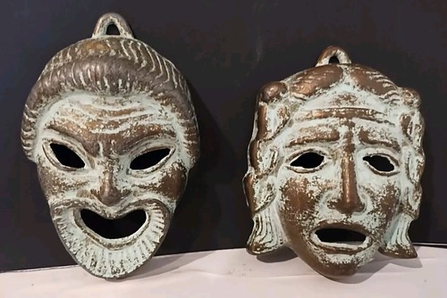 VTG Greek tragedy & comedy (Thalia & Melpomene) Brass Wall Decor mask ...