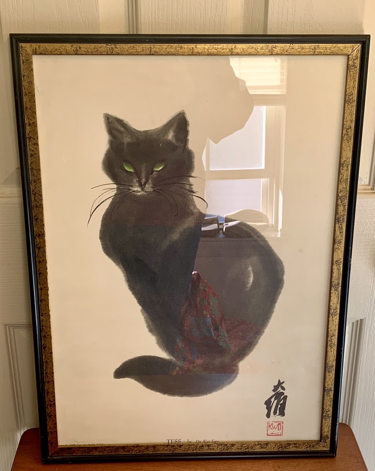 DA WEI KWO Art Studio TESS Black CAT Painting LITHOGRAPH Original 1958 ...