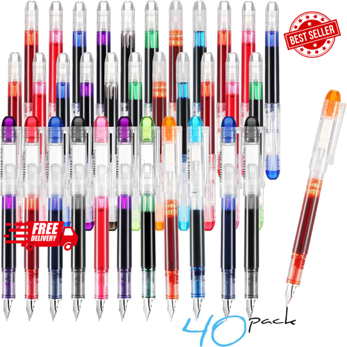 Disposable Fountain Pens Set, Colored Ink Fountain Pens for Writing ...