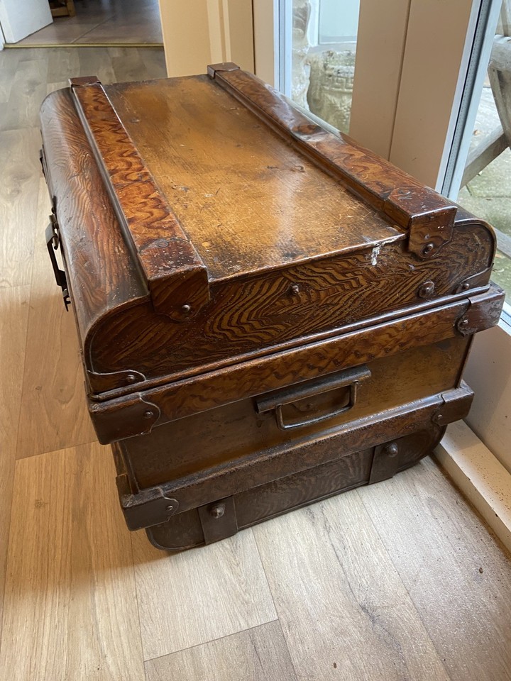 Lovely Scumble painted Victorian tin Trunk Chest | eBay UK