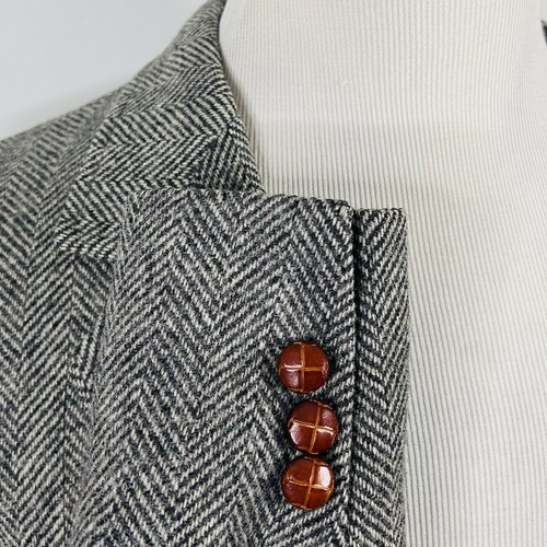 Hunter Haig 42R Vintage Tweed Blazer 100% Wool Gray Herringbone Two ...