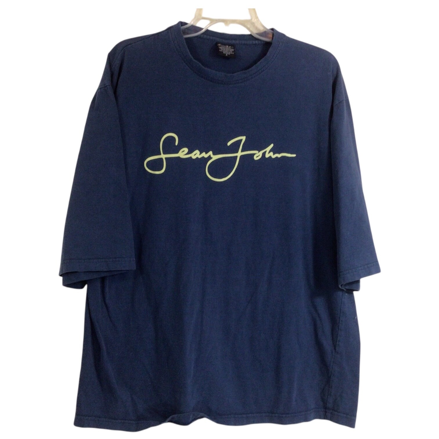 Vintage Sean John Men's Signature Navy T-Shirt Y2K Si… - Gem
